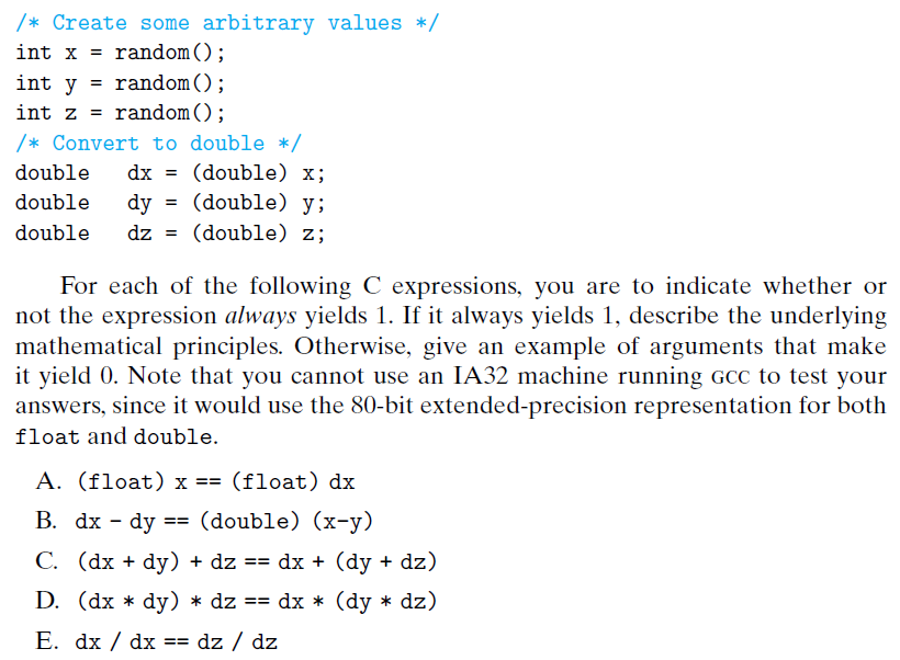 Solved For each of the following C expressions. you are to | Chegg.com