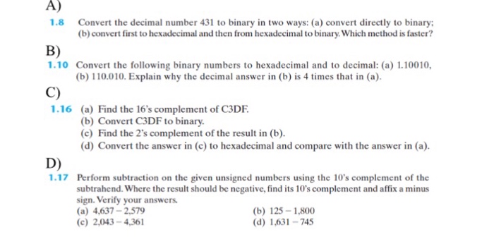 Solved Convert the decimal number 431 to binary in two ways: | Chegg.com