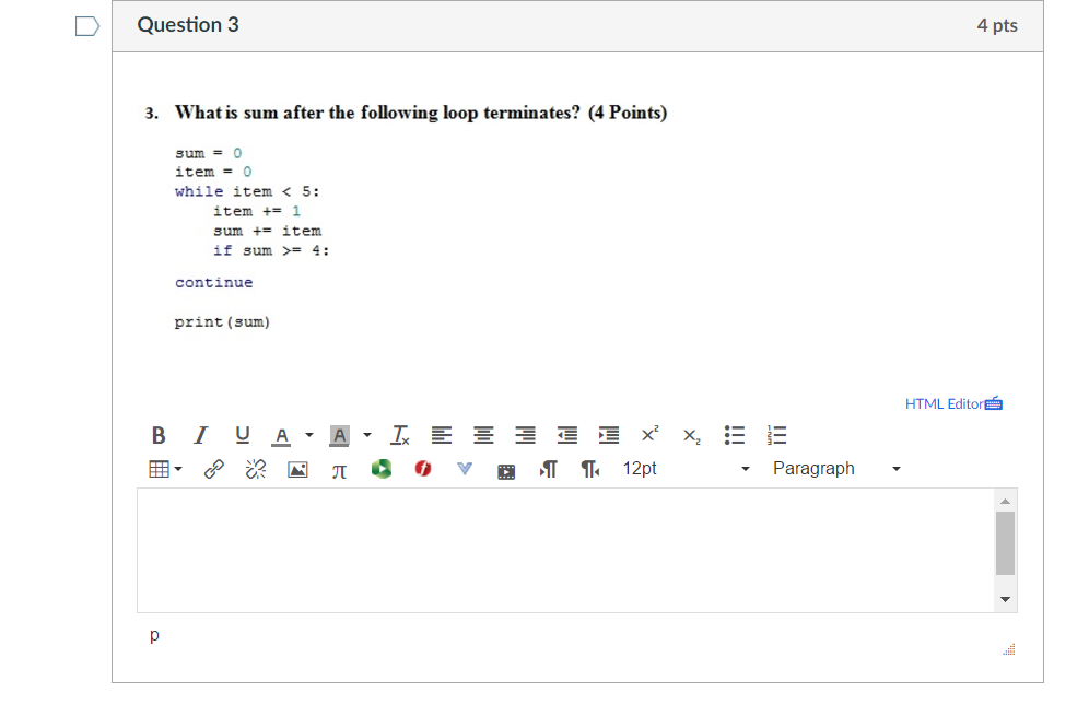 Solved What is sum after the following loop terminates? sum | Chegg.com Solved What is sum after the following loop terminates? sum | Chegg.com