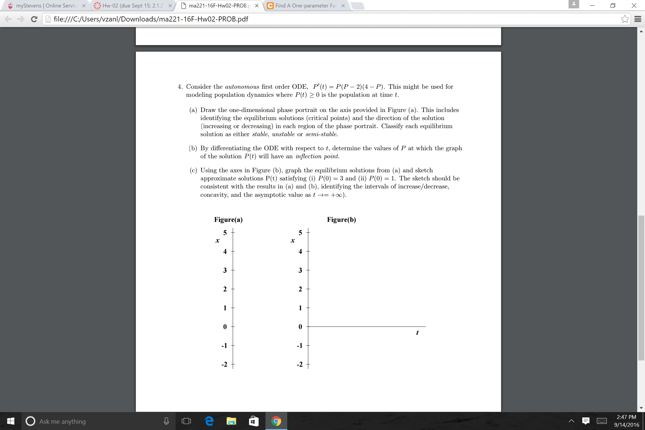 Solved Consider the autonomous first order ODE, P'(t) = P(P | Chegg.com
