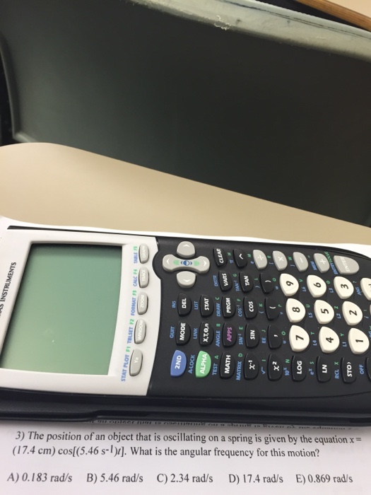 Solved The position of an object that is oscillating on a | Chegg.com