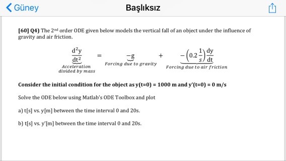 Solved Güney Basliks?z [60] Q4) The 2d order ODE given below | Chegg.com