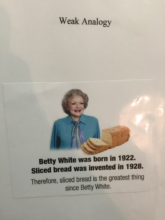 Solved Weak Analogy Betty White was born in 1922. Sliced | Chegg.com