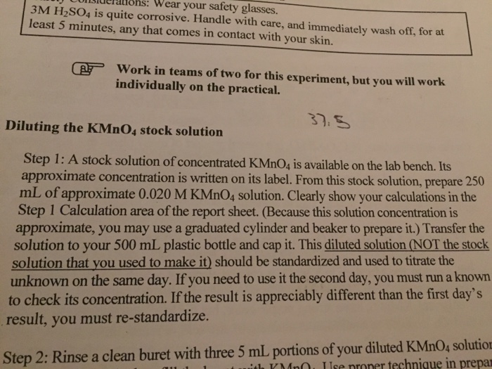 Solved nSiueratshs: Wear your safety glasses. 3M H2SO4 is | Chegg.com
