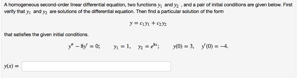 Solved A homogeneous second-order linear differential | Chegg.com