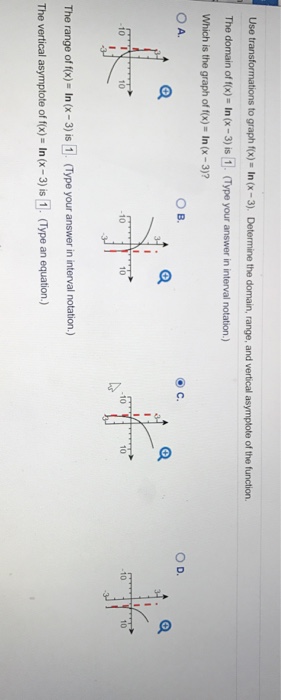 Solved Use transformations to graph f(x) = ln (x-3). | Chegg.com