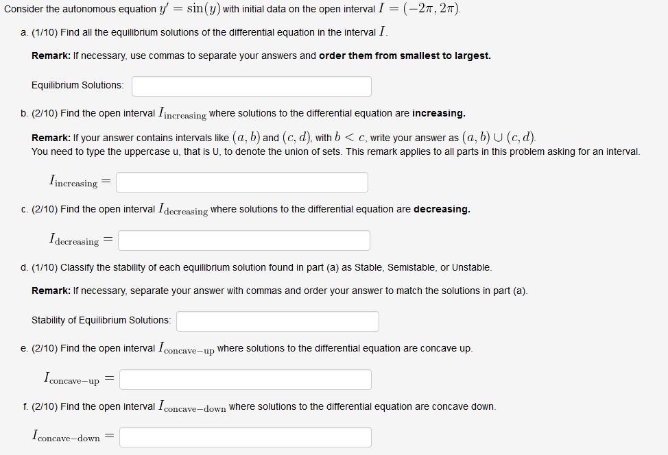 Solved Consider the autonomous equation y' = sin(y) with | Chegg.com