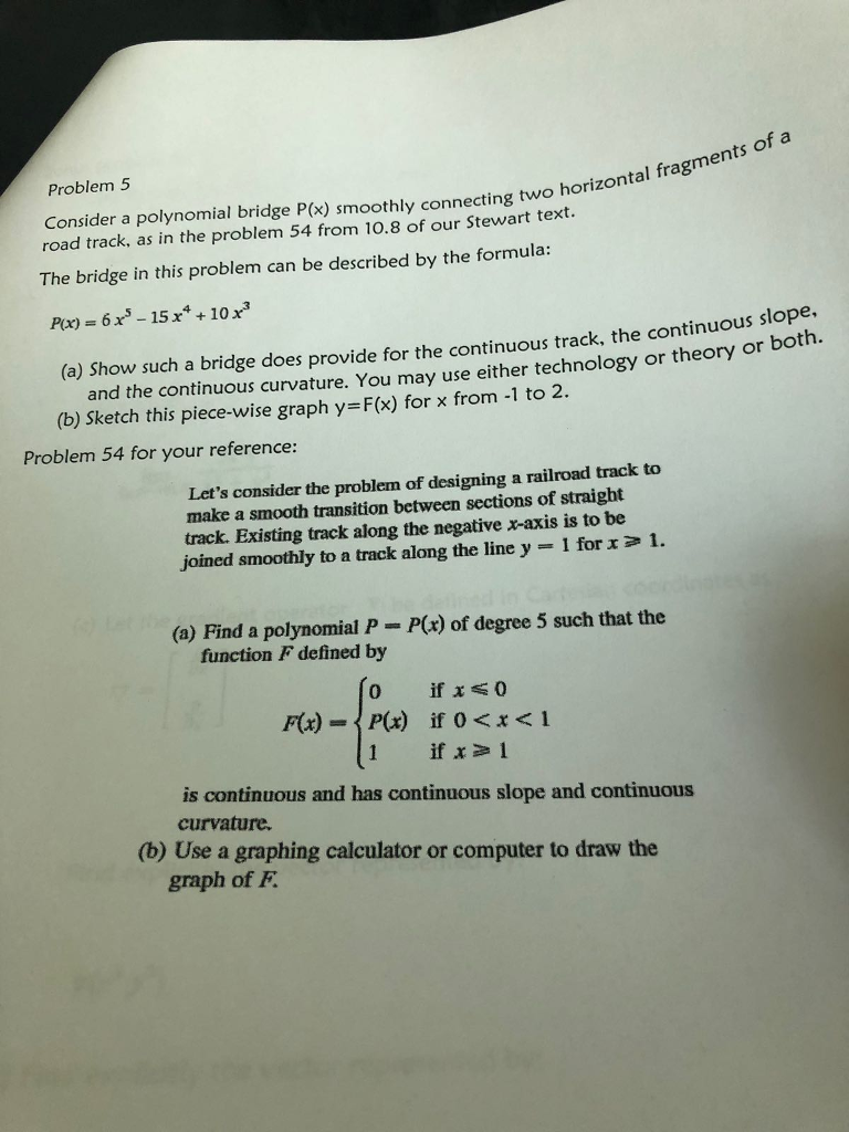 Solved Problem 5 Consider a polynomial bridge P(x) smoothly | Chegg.com