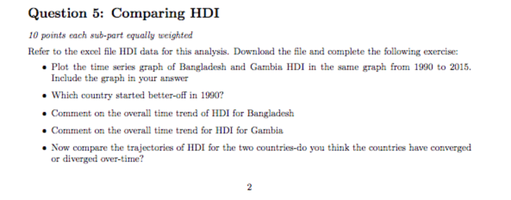 Solved Refer to the excel file HDI data for this analysis. | Chegg.com