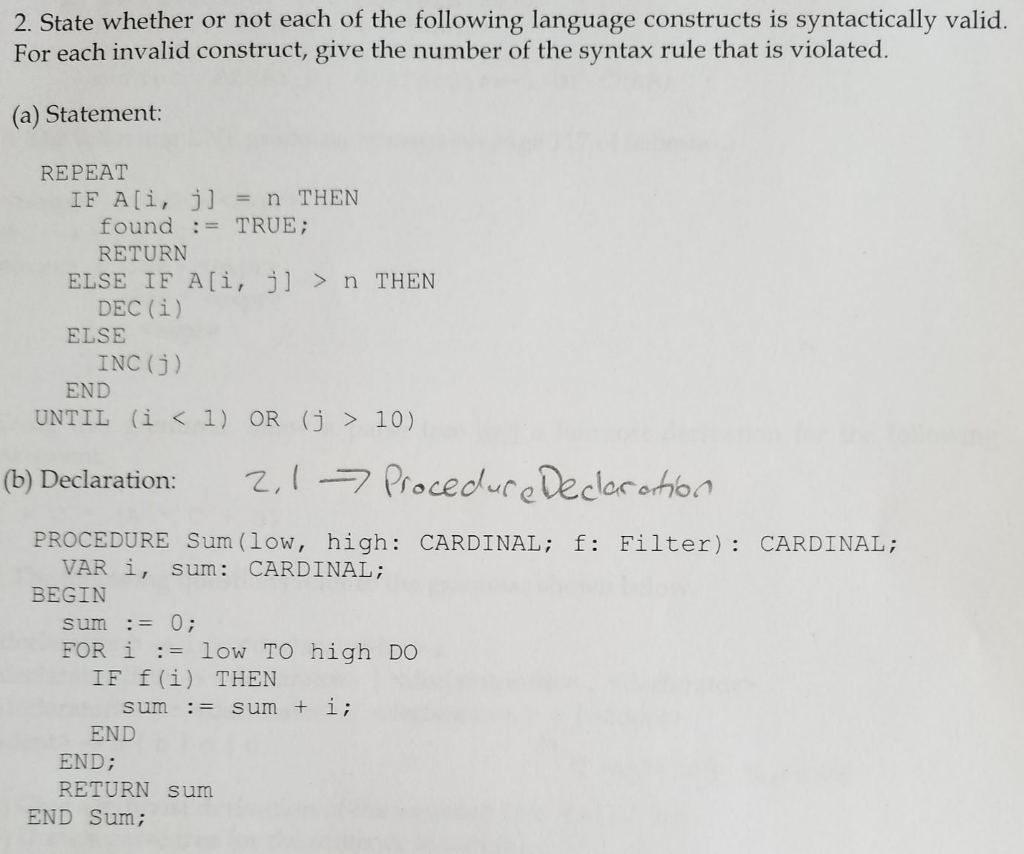 Solved Use the EBNF description of the Modula-2 language | Chegg.com