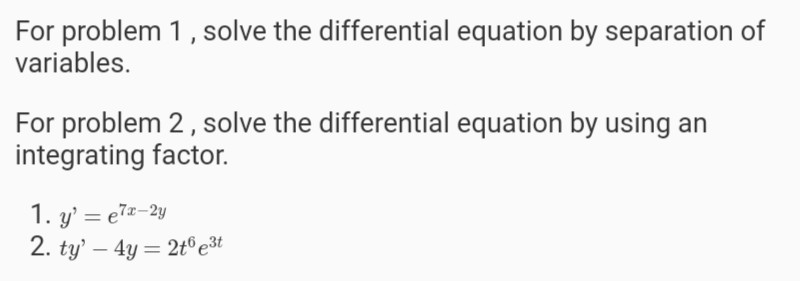 Solved For problem 1, solve the differential equation by | Chegg.com
