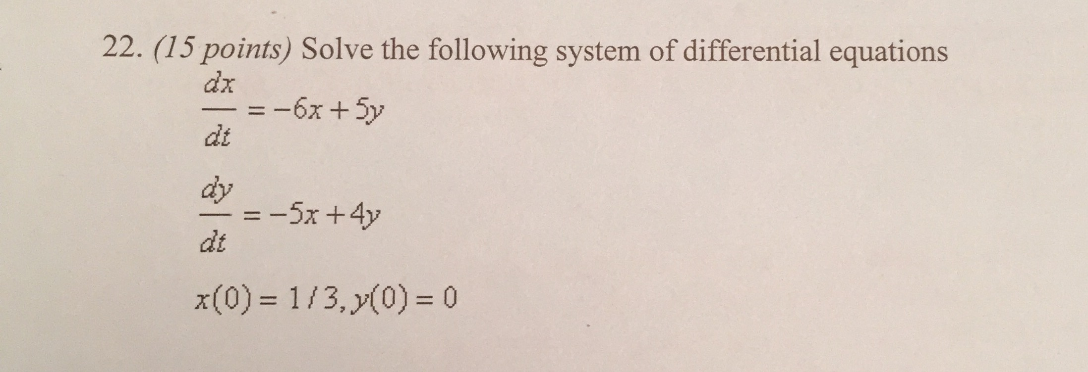 Solved Solve the following system of differential equations | Chegg.com