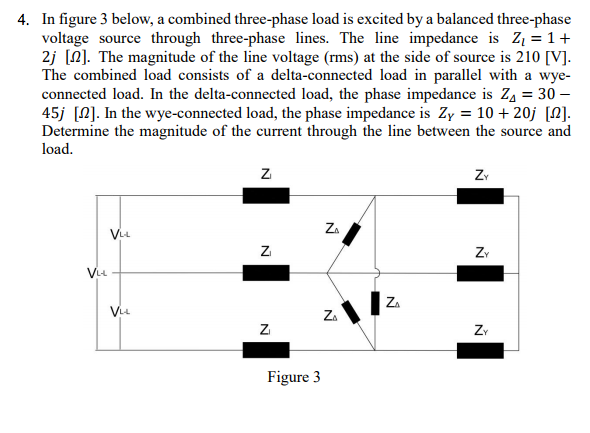 Solved In figure 3 below, a combined three-phase load is | Chegg.com