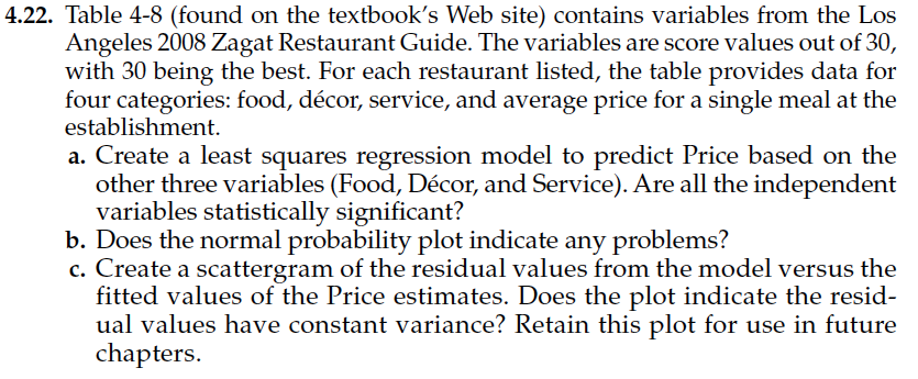 4.22. Table 4-8 (found on the textbook's Web site) | Chegg.com