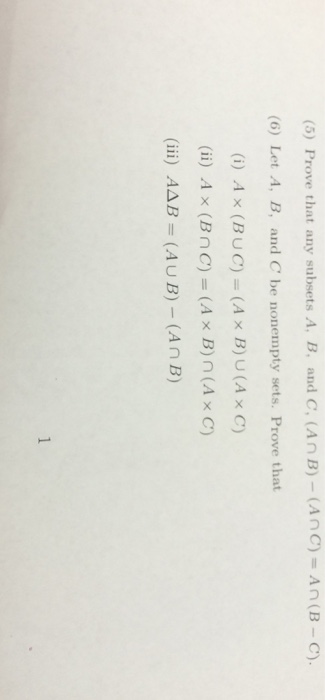 Solved Prove that any subsets A, B, and C, (A Intersection | Chegg.com