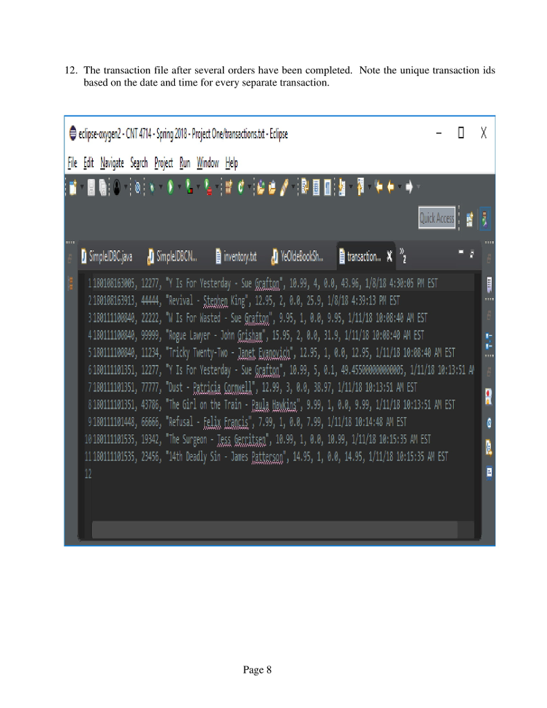 CNT 4714-Programming Assignment #1-Spring 2018 Title: | Chegg.com