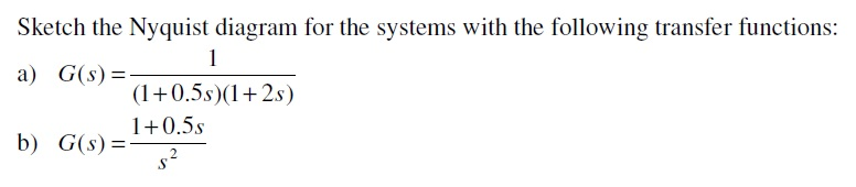 Solved Sketch the Nyquist diagram for the systems with the | Chegg.com