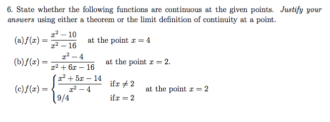 Solved State whether the following functions are continuous | Chegg.com
