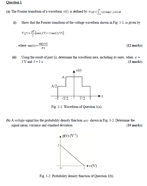 Solved Questionl A The Fourier Transform Of A Waveform