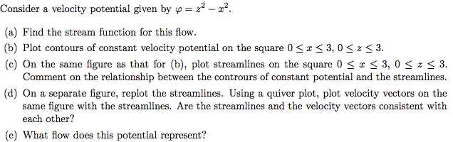 Solved Consider a velocity potential given by φ =--2. (a) | Chegg.com