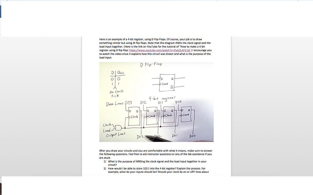 Make a 4 bit- register using jk flip flops. & help | Chegg.com
