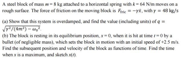 Solved A steel block of mass m = 8 kg attached to a | Chegg.com
