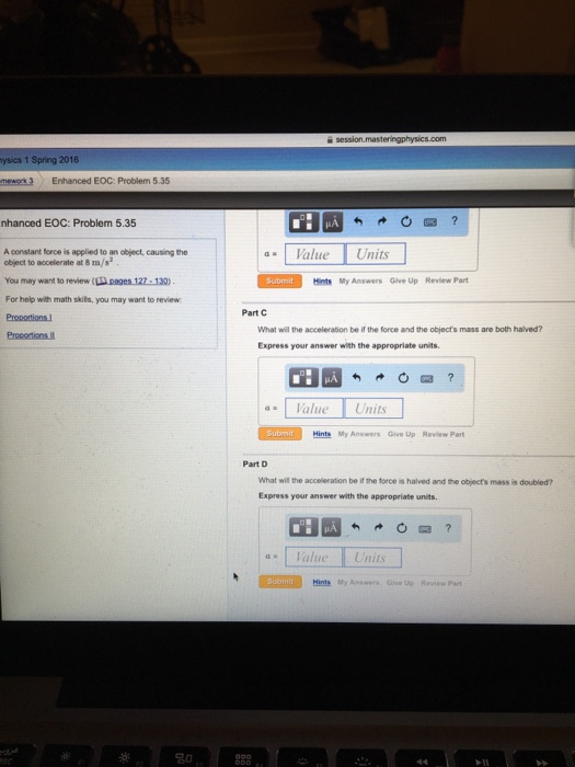Solved A Constant Force Is Applied To An Object Causing The