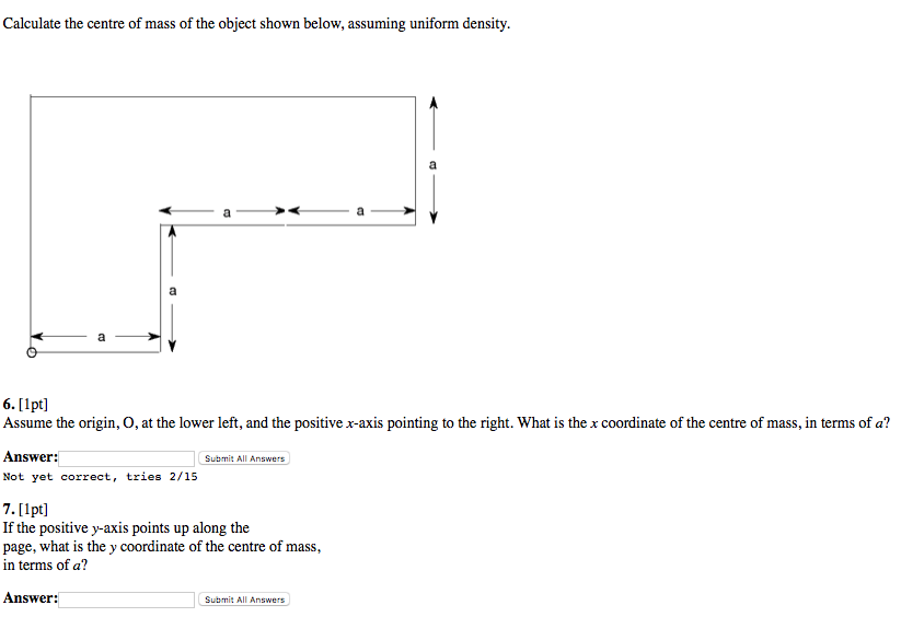Solved Calculate the centre of mass of the object shown | Chegg.com