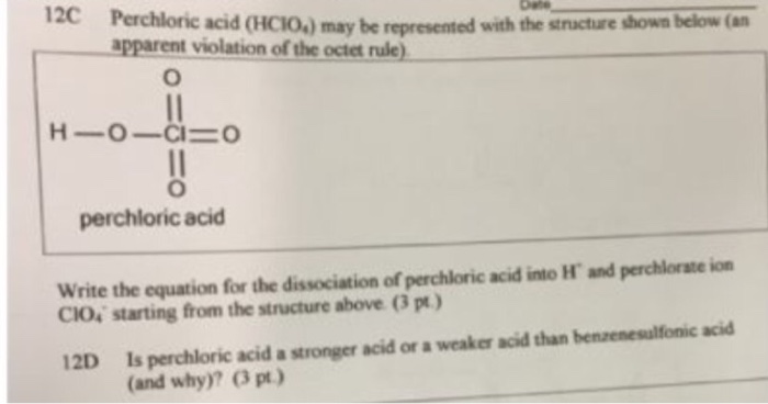 Solved Perchloric acid (HClO_4) may be represented with the | Chegg.com