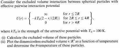 Consider the excluded volume interaction between | Chegg.com