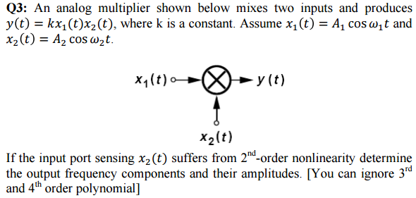 An analog multiplier shown below mixes two inputs and | Chegg.com