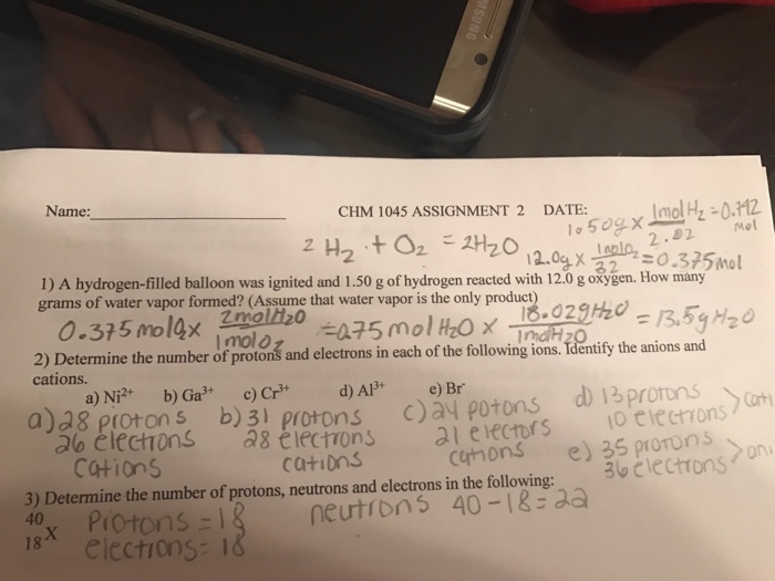 Solved A hydrogen-filled balloon was ignited and 1.50 g of | Chegg.com