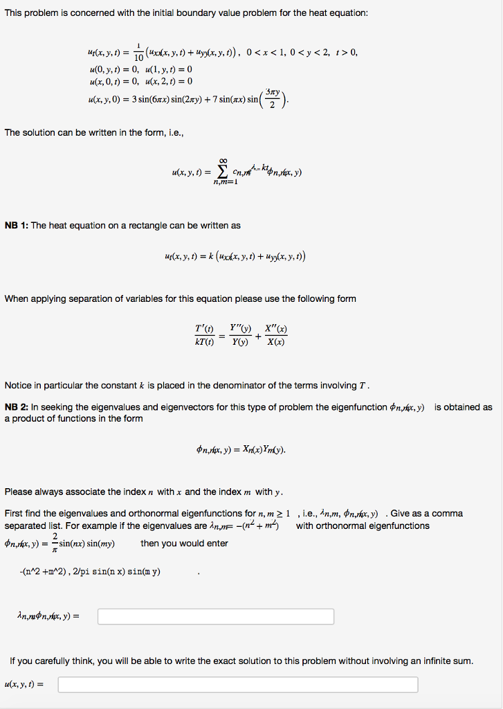 Solved This problem is concerned with the initial boundary | Chegg.com
