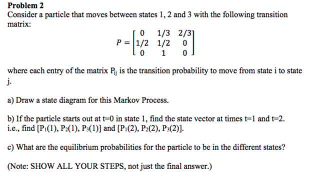 Solved Problem 2 Consider a particle that moves between | Chegg.com