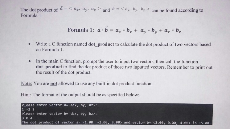Solved The dot product of ā = and b-