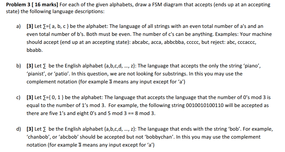 Solved Problem 3 16 Marks For Each Of The Given