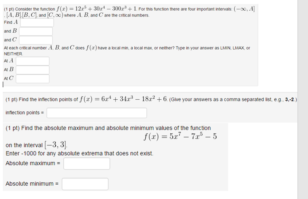Solved Consider the function f(x) = 12x^5 + 30x^4 - 300x^3 + | Chegg.com