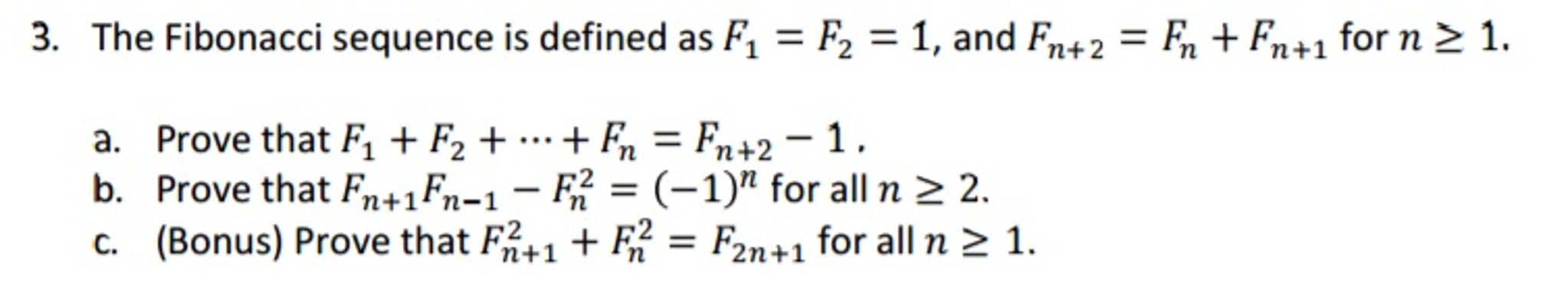 Solved The Fibonacci sequence is defined as F_1 = F2 = 1, | Chegg.com