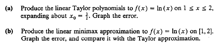 Solved (a) Produce the linear Taylor polynomials to f(x)- In | Chegg.com