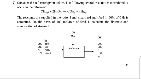 Solved 7) Consider the reformer given below. The following | Chegg.com