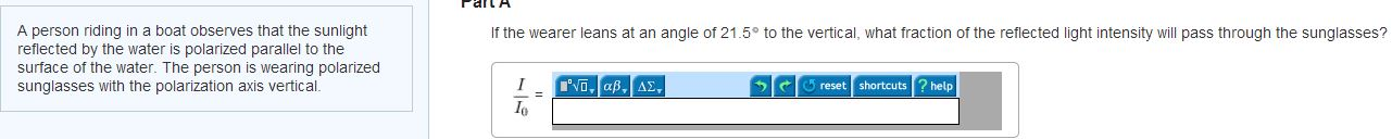 Solved A person riding in a boat observes that the sunlight | Chegg.com