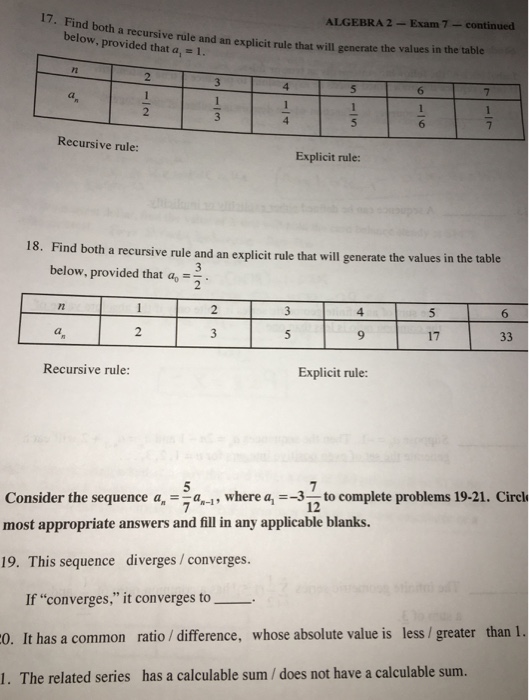 Solved Find both a recursive rule and an explicit rule that | Chegg.com