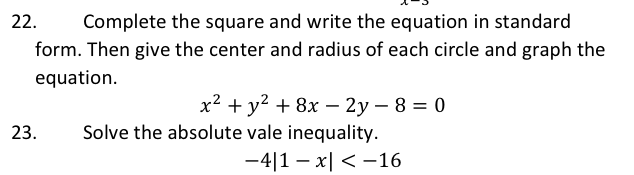 Solved Complete the square and write the equation in | Chegg.com