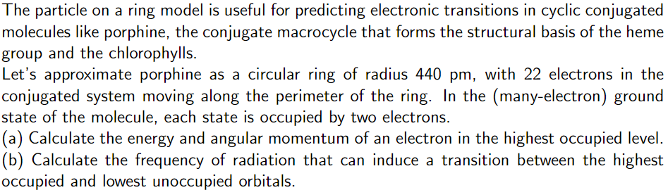 Solved The particle on a ring model is useful for predicting | Chegg.com