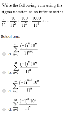 Solved write the following sum using the sigma notation as | Chegg.com