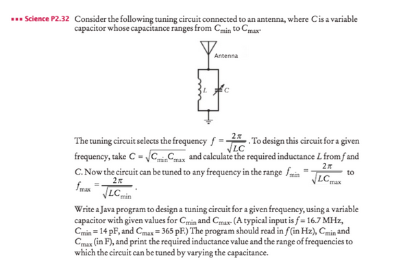 Solved Science P2.32 Consider the following tuning circuit | Chegg.com