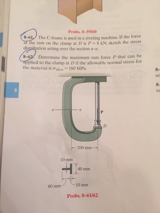 Solved The C - frame is used in a riveting machine. If the | Chegg.com