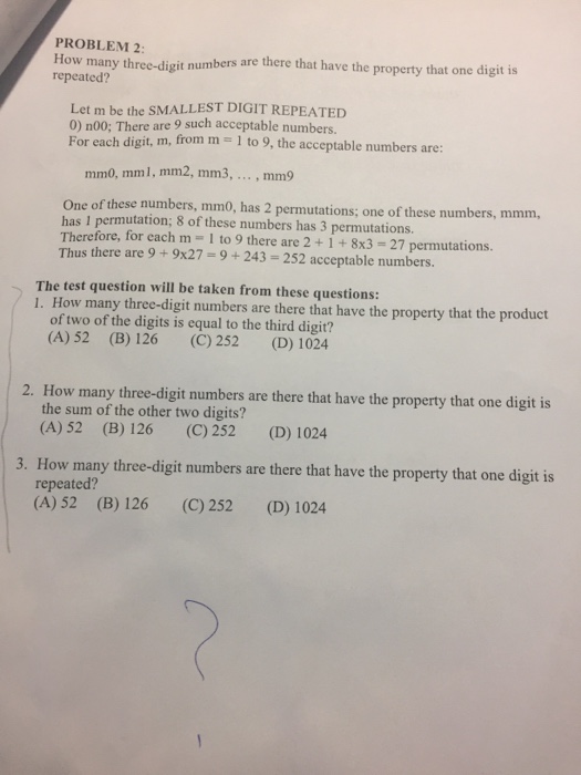Solved PROBLEM 2: How many three-digit numbers are there | Chegg.com