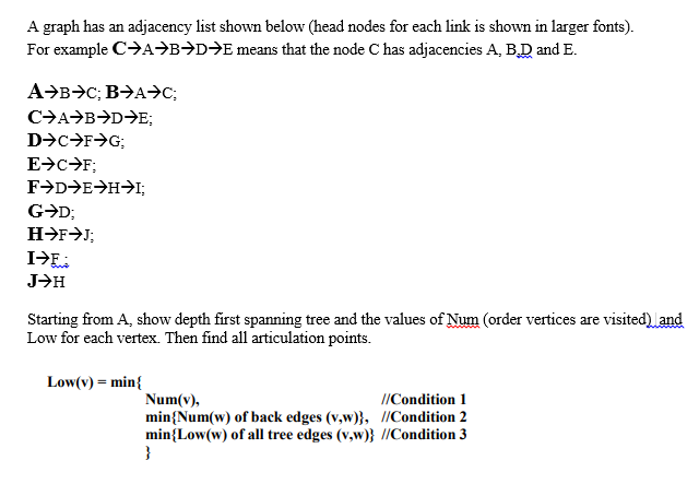Solved A graph has an adjacency list shown below (head nodes | Chegg.com