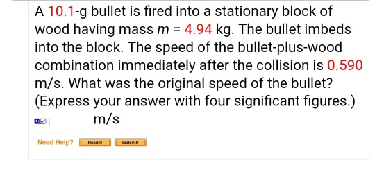 Solved A 10.1-g bullet is fired into a stationary block of | Chegg.com